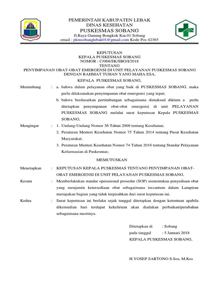 Penyimpanan Obat Emergensi Puskesmas Pdf