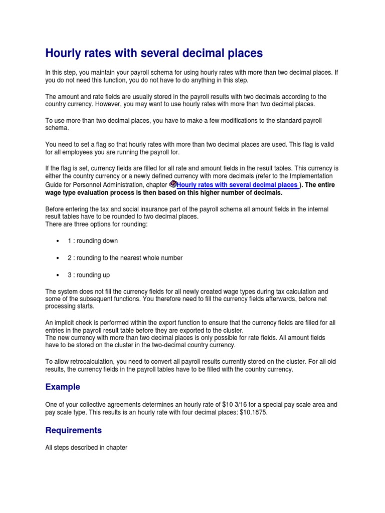Hourly Rates With Several Decimal Places | PDF | Payroll | Currency