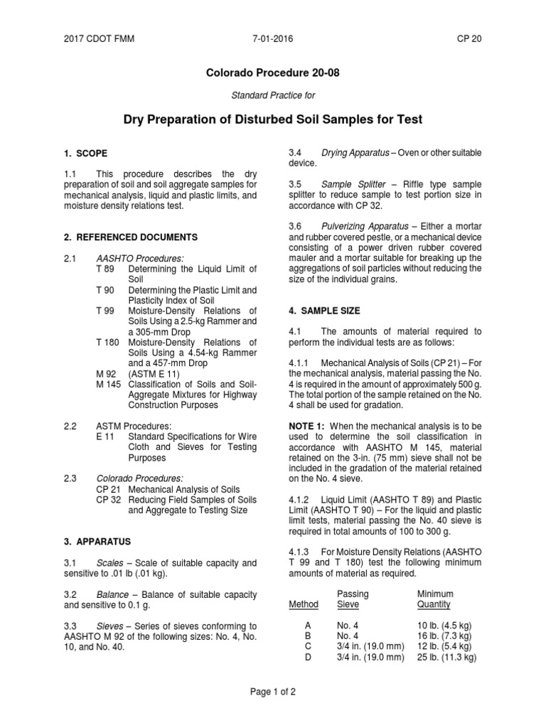 Dry Preparation of Disturbed Soil | PDF | Chemistry | Materials