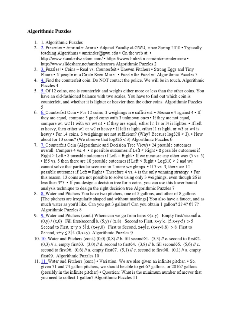 Algorithmic Puzzles | PDF | Mathematical Concepts | Discrete Mathematics