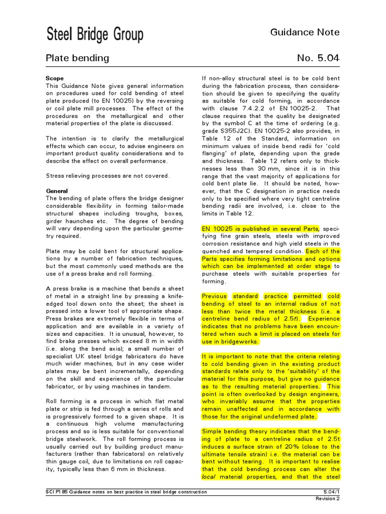 Guidance Note Plate Bending No. 5.04: Scope | PDF | Fracture ...
