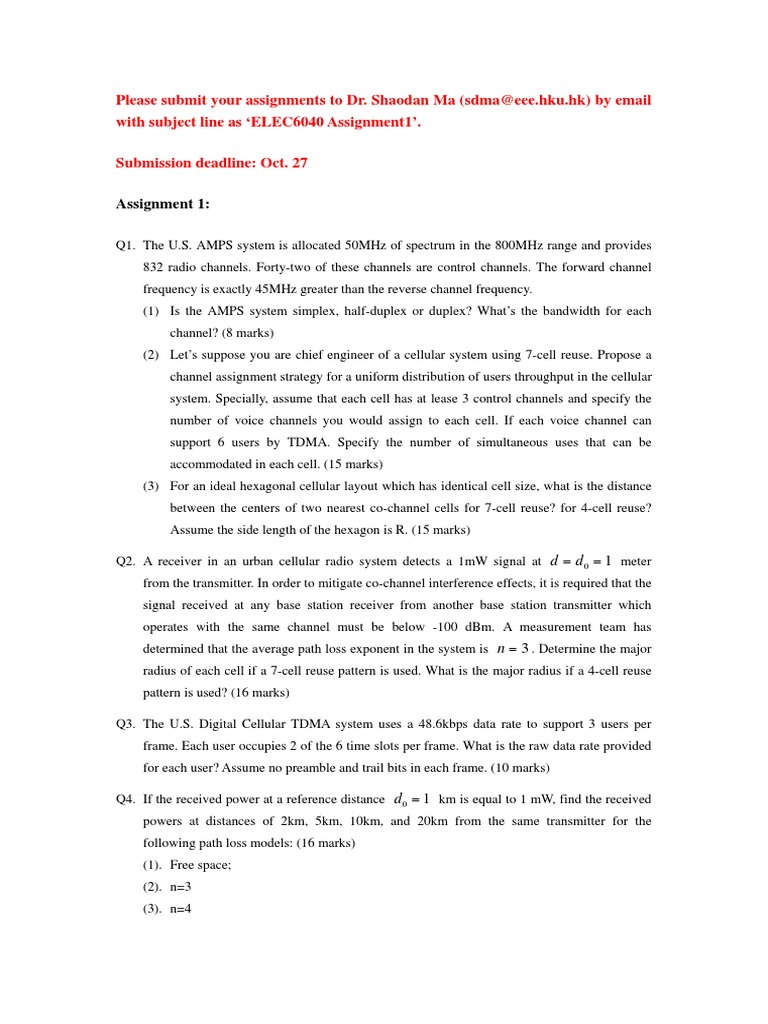 Assignment 1 | PDF | Cellular Network | Duplex (Telecommunications)