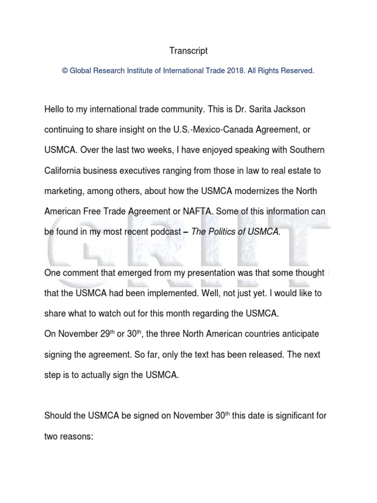 Next Steps USMCA | PDF