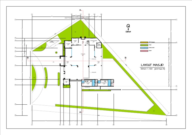 Layout Masjid: SKALA 1: 100 (Di Kertas A1) | PDF