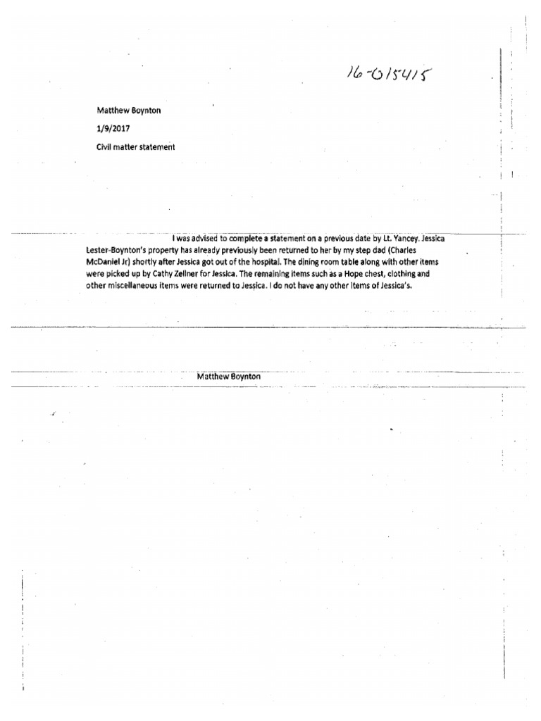 Matthew Boynton Written Statement To Griffin Police | PDF