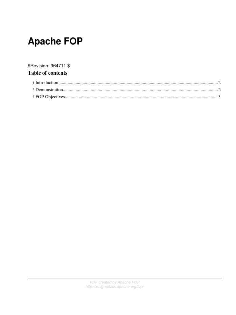 Apache FOP: $revision: 964711 $ | PDF | Xslt | Xml