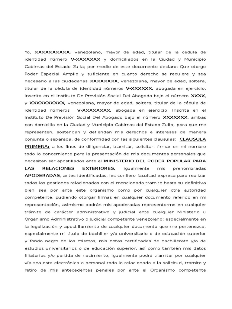 Poder para Legalizar y Apostillar | PDF | Virtud | Información del gobierno