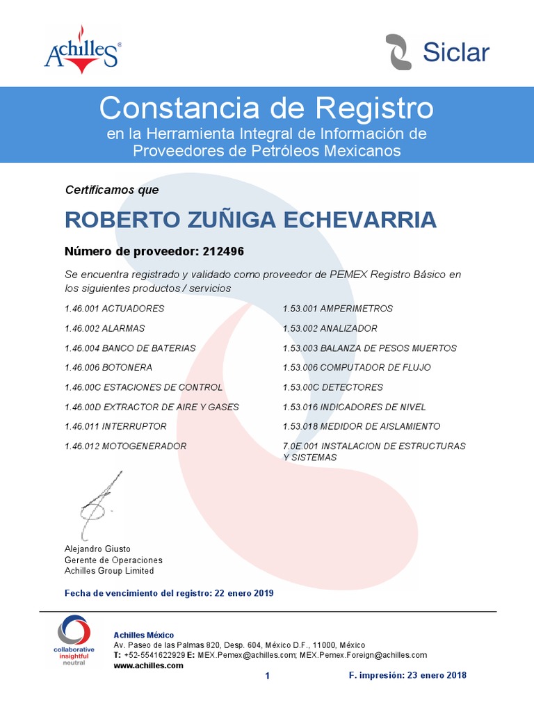 ACHILLES Certificate | PDF