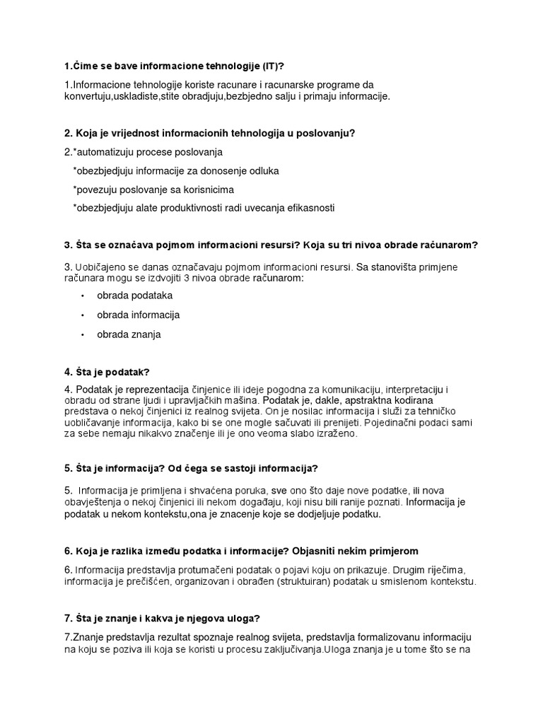 Pitanja I Odgovori (Sve) | PDF