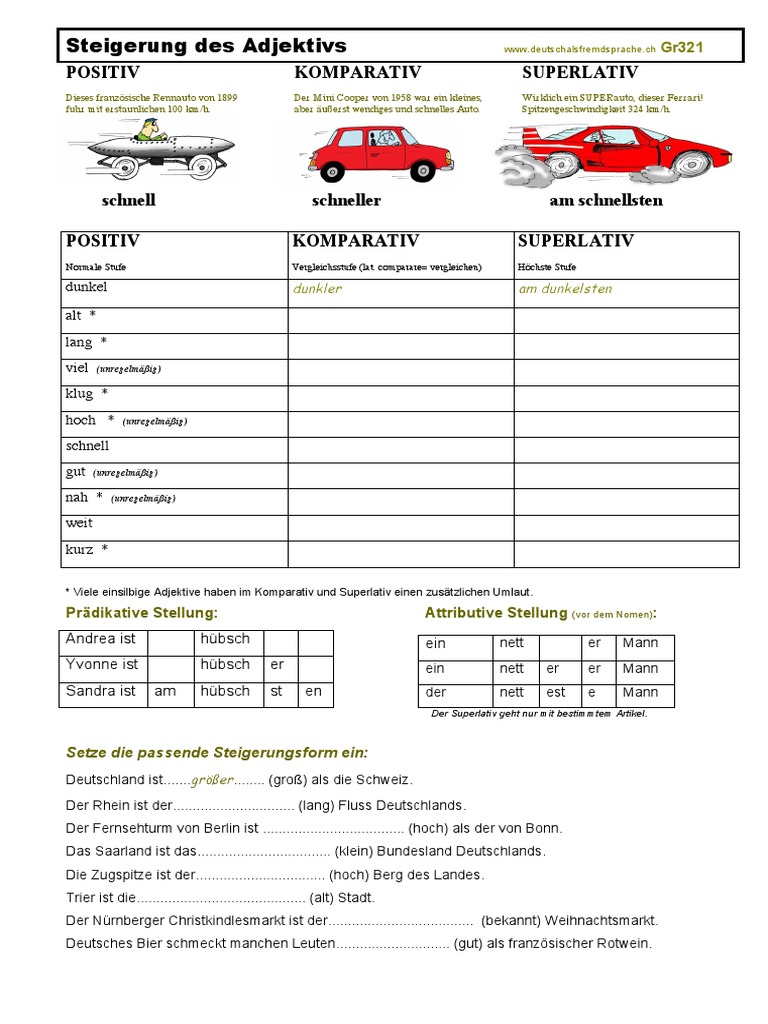 Steigerung Der Adjektive - ÜBUNG | PDF