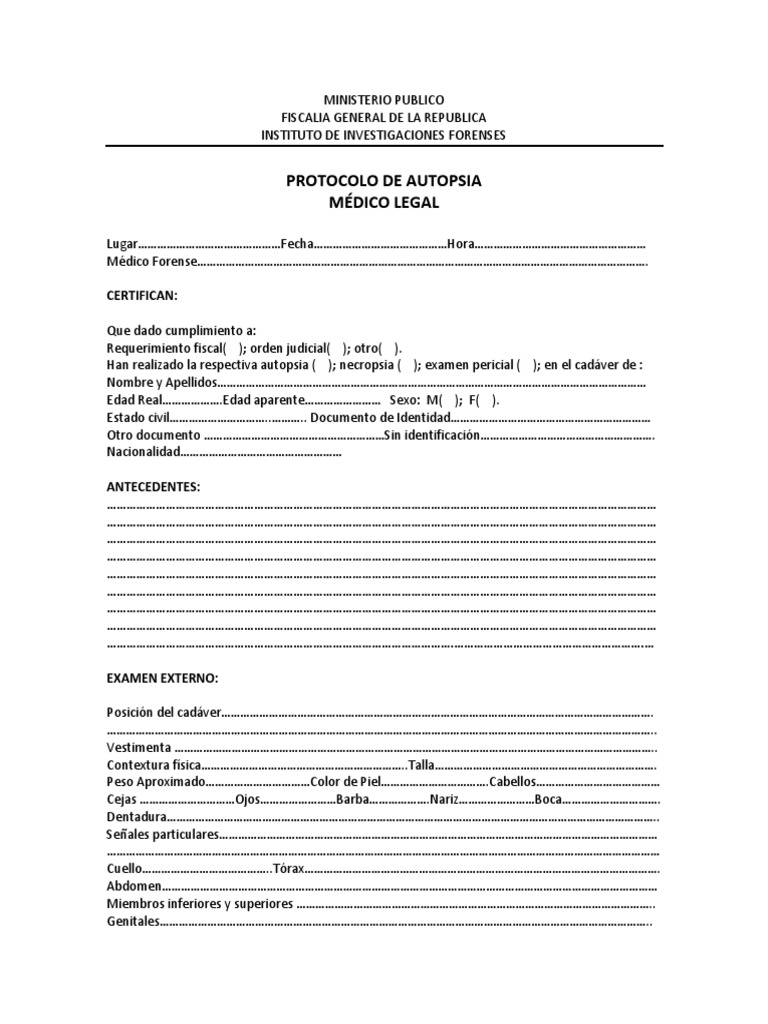 protocolo de autopsia | Autopsia | Medicina
