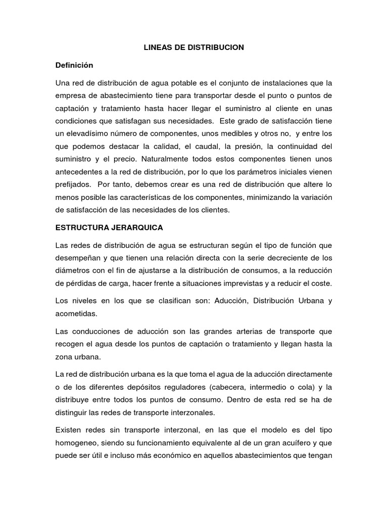 Lineas de Distribucion | PDF | Agua | Transporte
