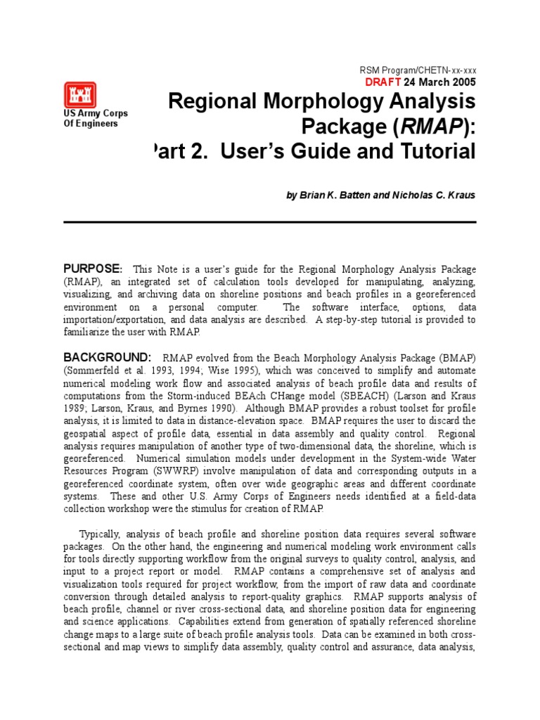 Regional Morphology Analysis Package (RMAP) : Part 2. User's Guide and ...