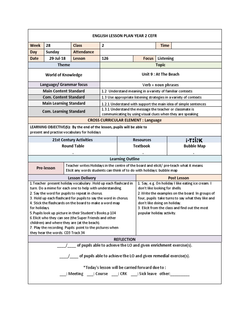 Daily Lessonplan | PDF | Lesson Plan | English Language