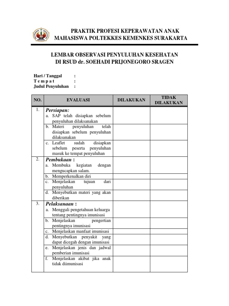 SAP Keperawatan dalam Penyuluhan Anak | PDF | Pengembangan Diri ...