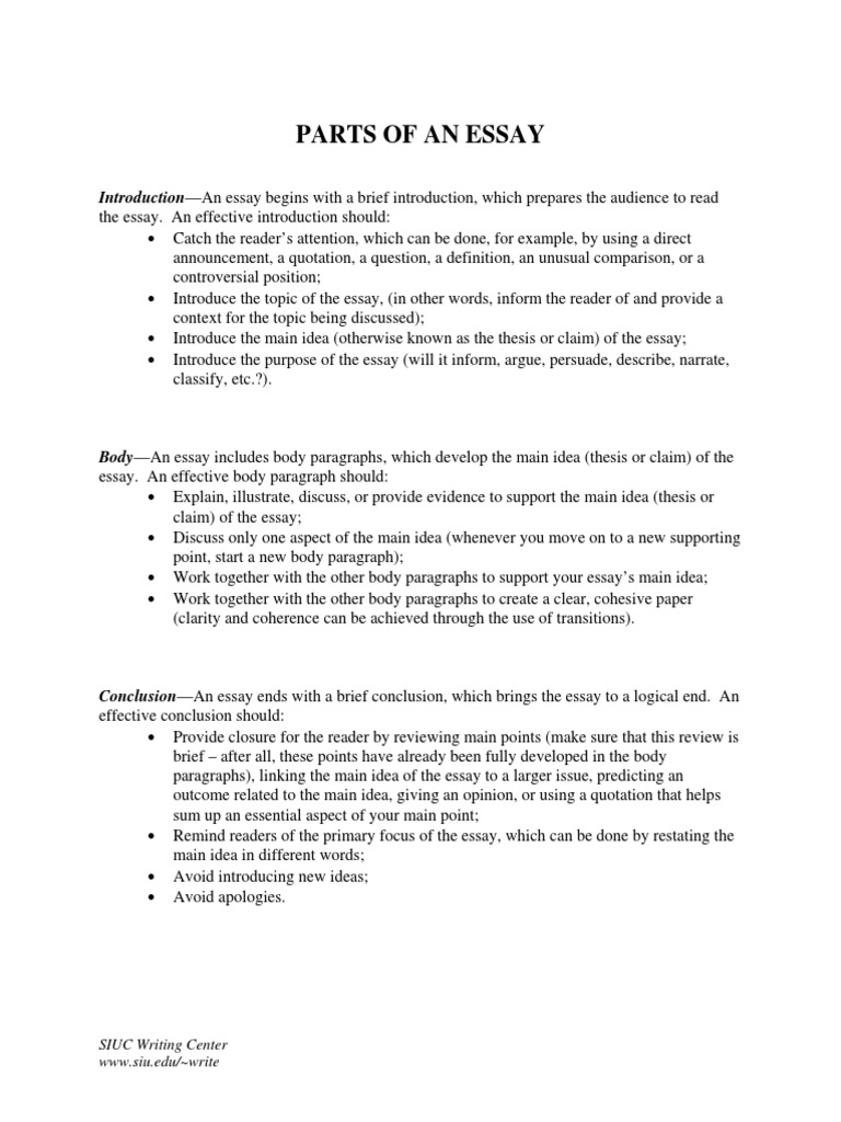 Parts of An Essay PDF | PDF
