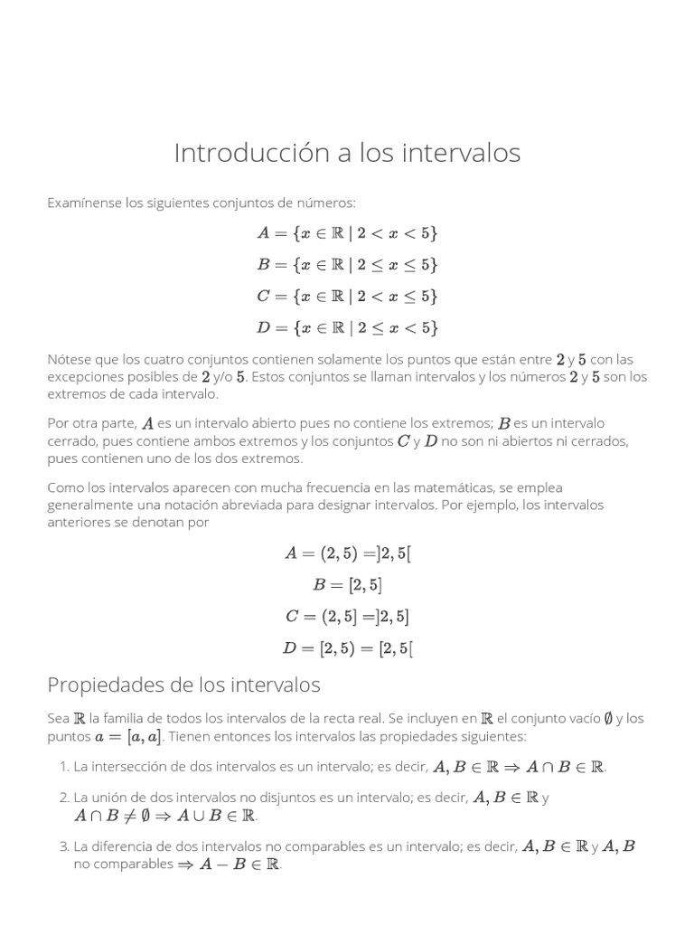 Propiedades y Tipos de Intervalos | PDF