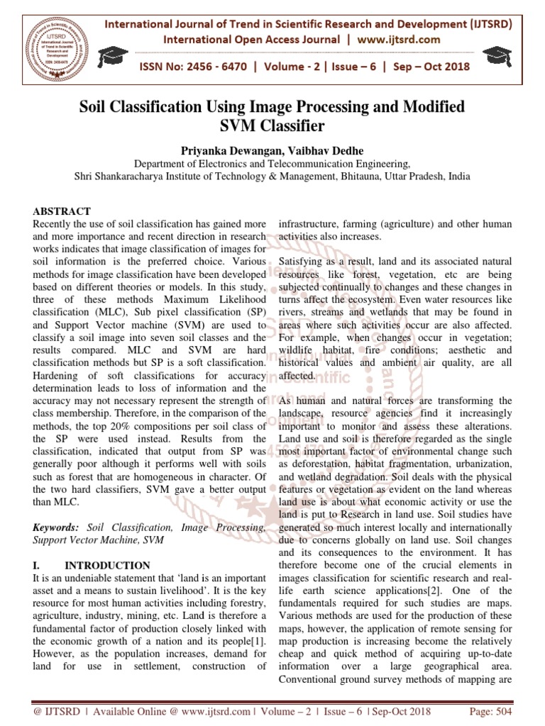 Soil Classification Using Image Processing and Modified SVM Classifier ...