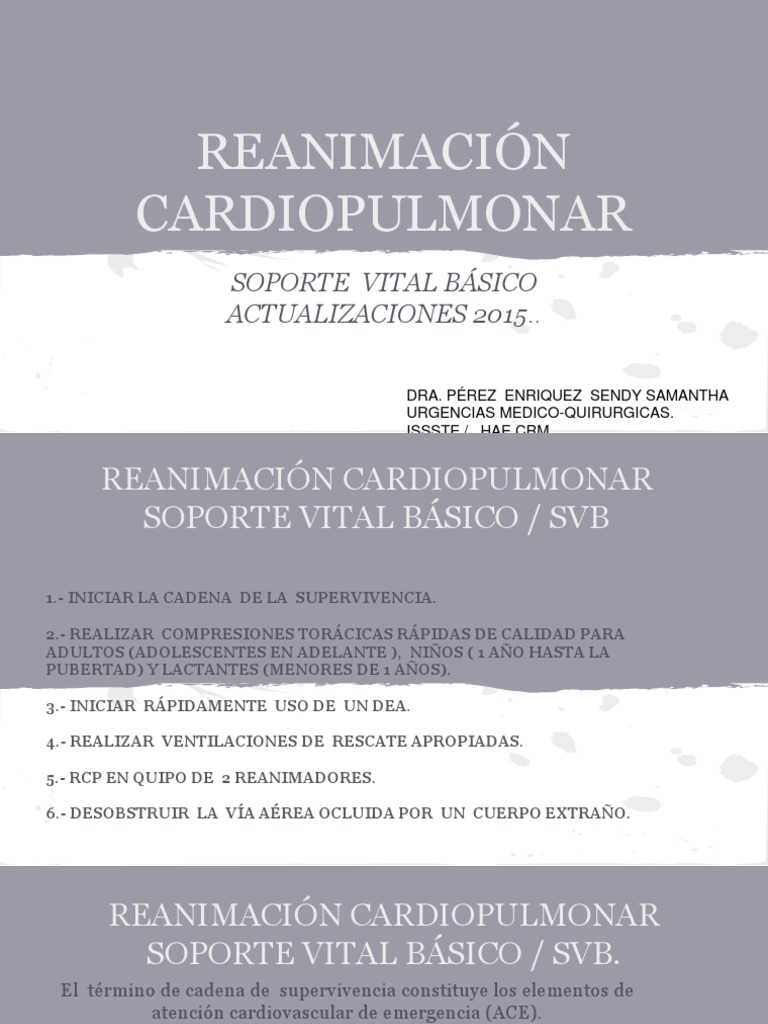 RCP Basico. | PDF | Reanimación cardiopulmonar | Paro cardíaco