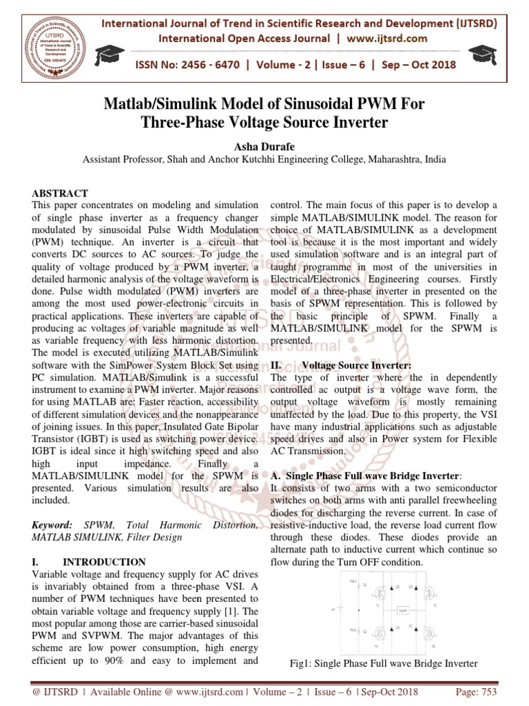 Matlab Simulink Model of Sinusoidal PWM For Three-Phase Voltage Source Inverter | PDF | Power ...