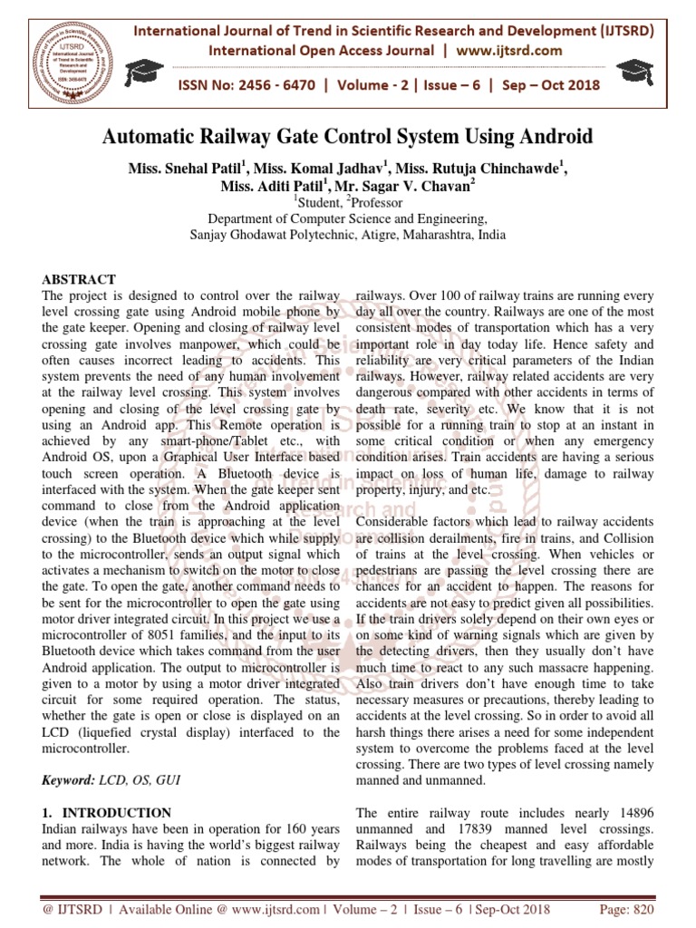 Automatic Railway Gate Control System Using Android | PDF | Android ...