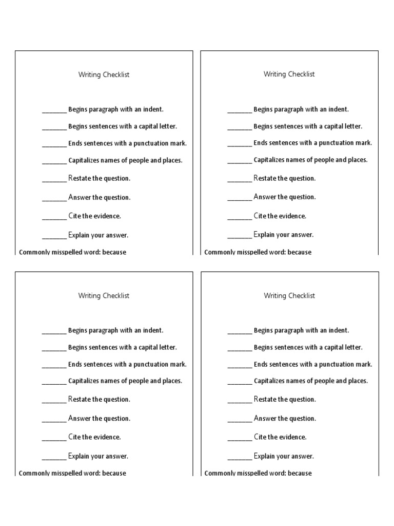 Writing Checklist | PDF