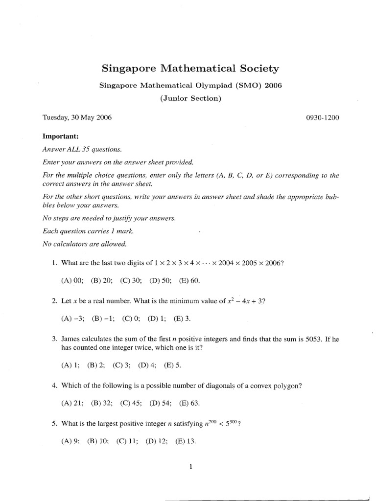 singapore mathematical olympiads 2006 -Junior&SeniorRound1&2Q&A.pdf