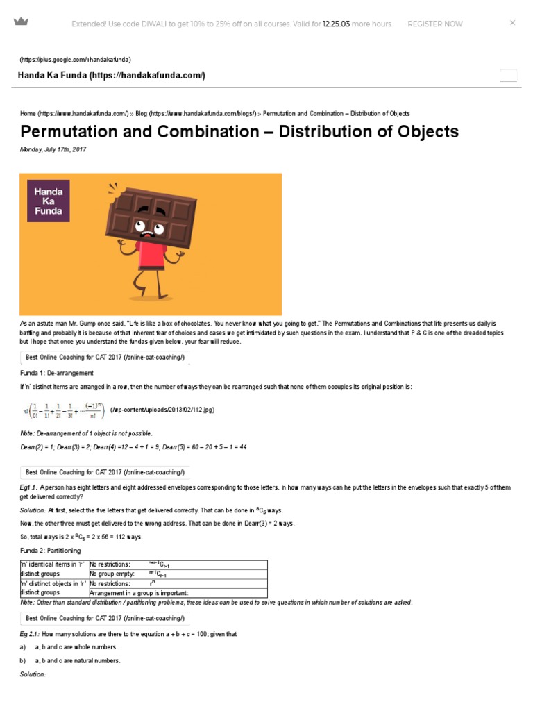 Permutation and Combination - Distribution of Objects | PDF | Permutation | Teaching Mathematics