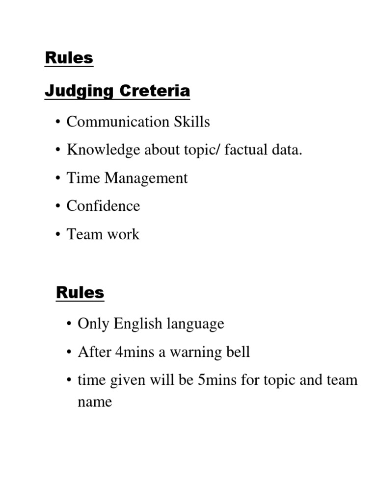 Guidelines for an Effective and Fair Debate Competition Focused on ...