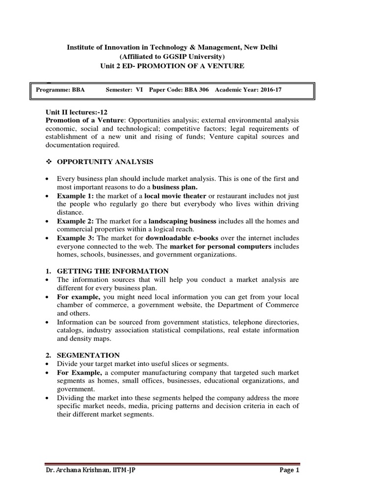Promotion of Ventures in Entrepreneurship | PDF | Venture Capital ...