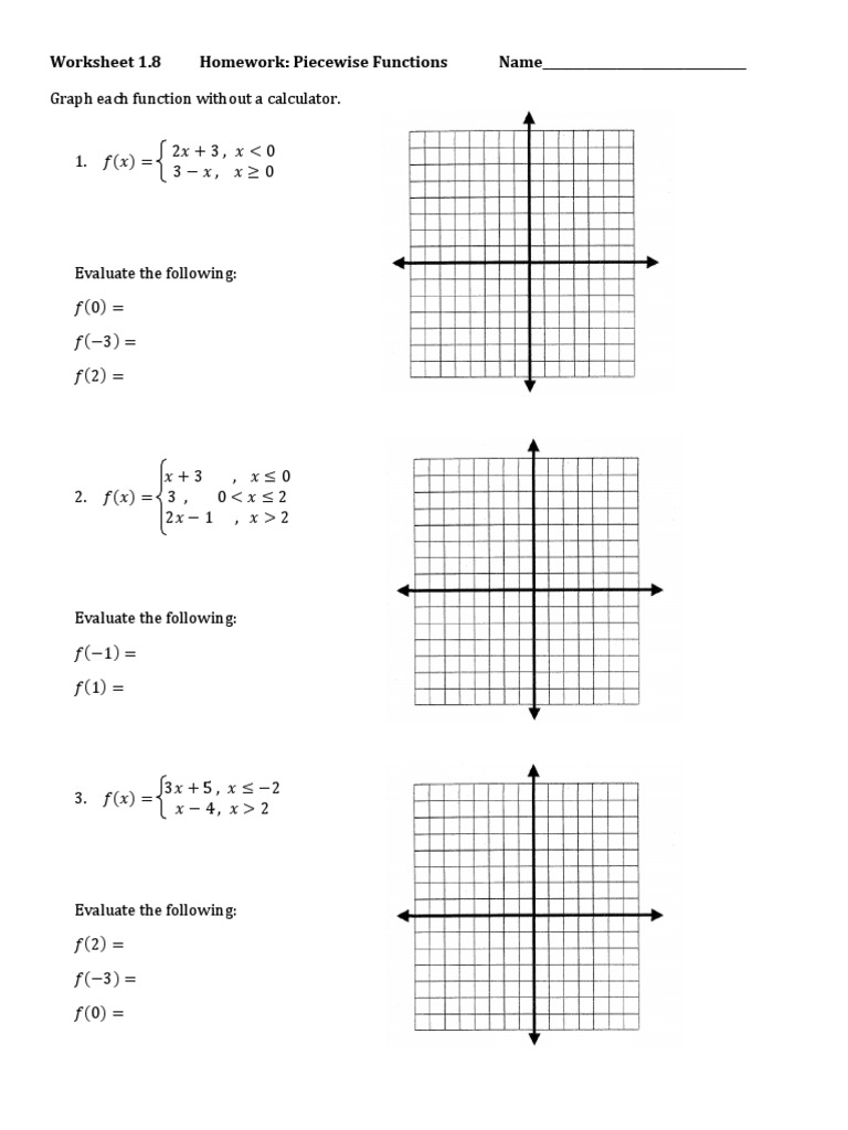Piecewise Function Worksheet PDF | PDF