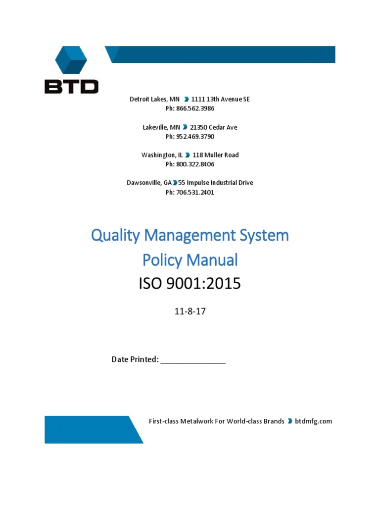 BTD Manufacturing Customer Satisfaction Policy | PDF | Quality ...