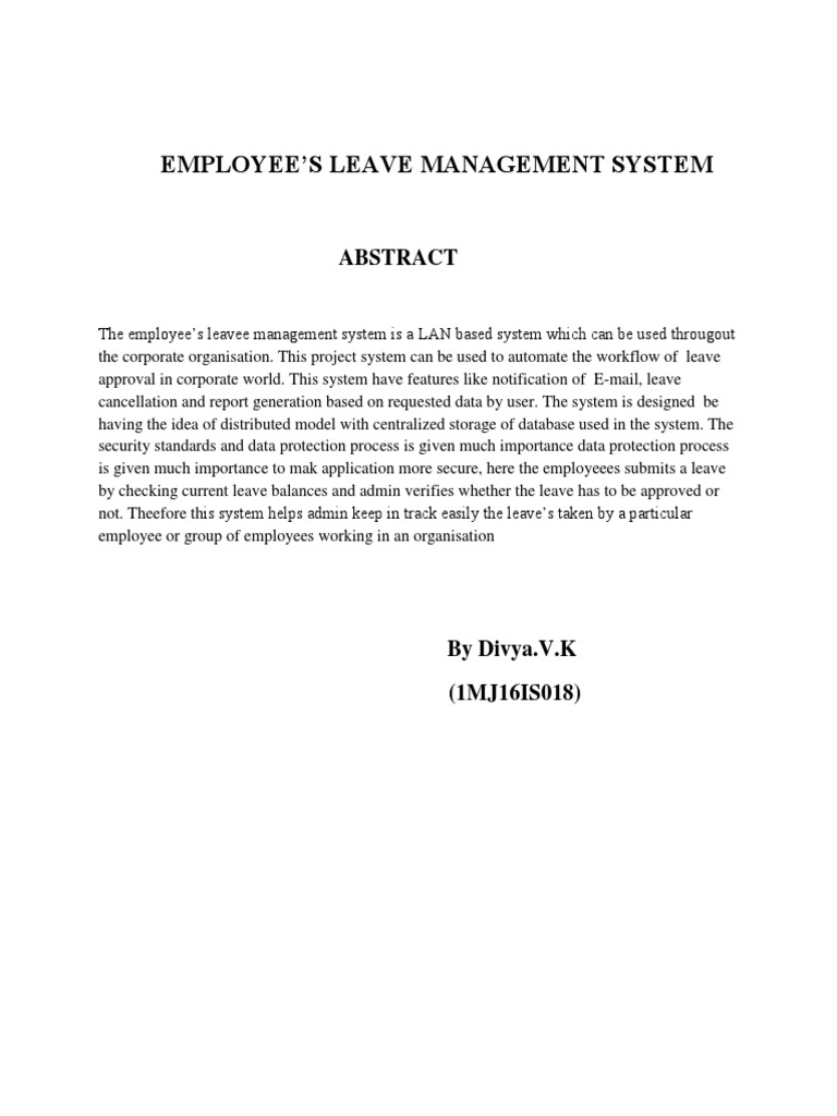 Employee Leave Management Abstract | PDF | Information Privacy | Databases