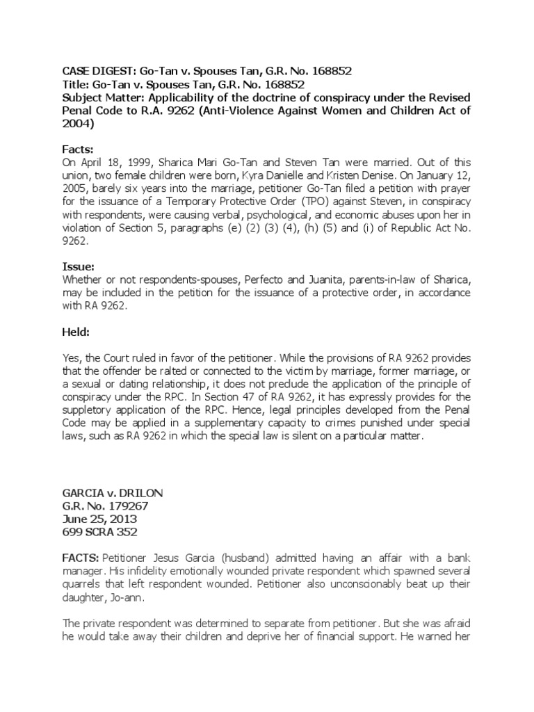 Case Digest | PDF | Psychological Abuse | Violence