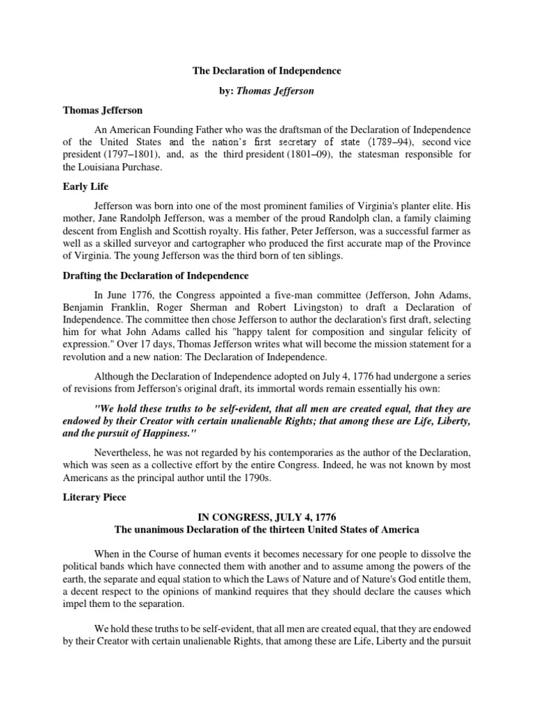 The Declaration of Independence (Word) | PDF | United States ...