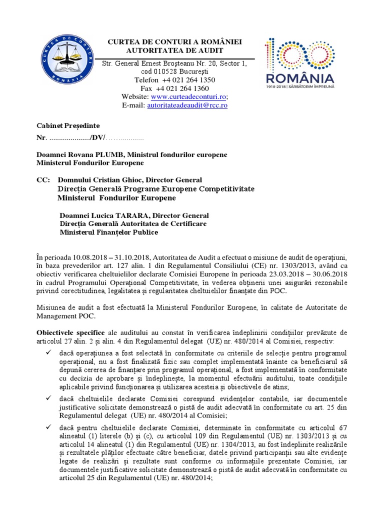 Scrisoare Management POC | PDF