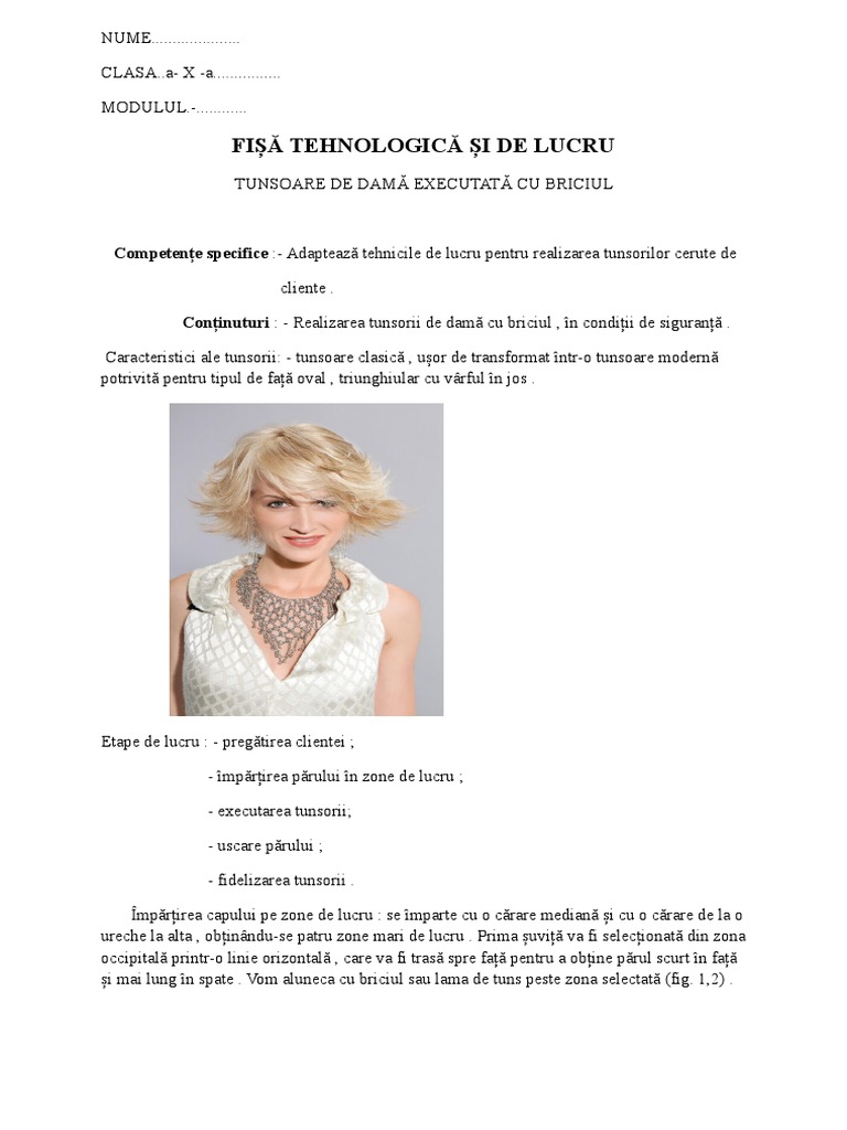 Tunsoare Dama Executata Cu Lama de Tuns | PDF