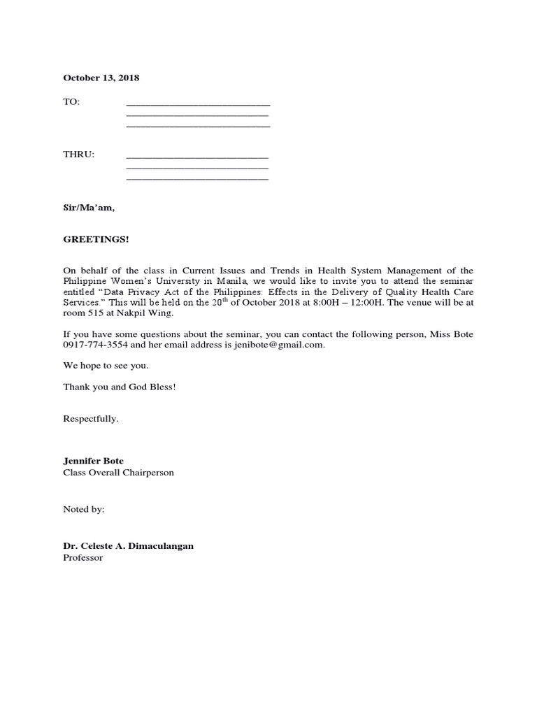 Invitation Letter For The Attendees | PDF