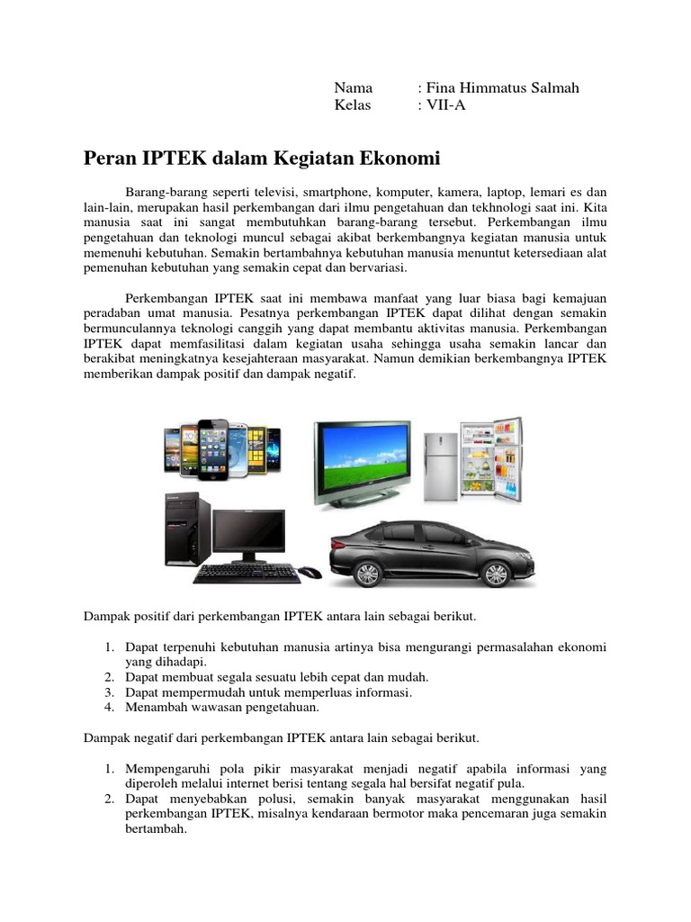 Peran IPTEK Dalam Kegiatan Ekonomi | PDF