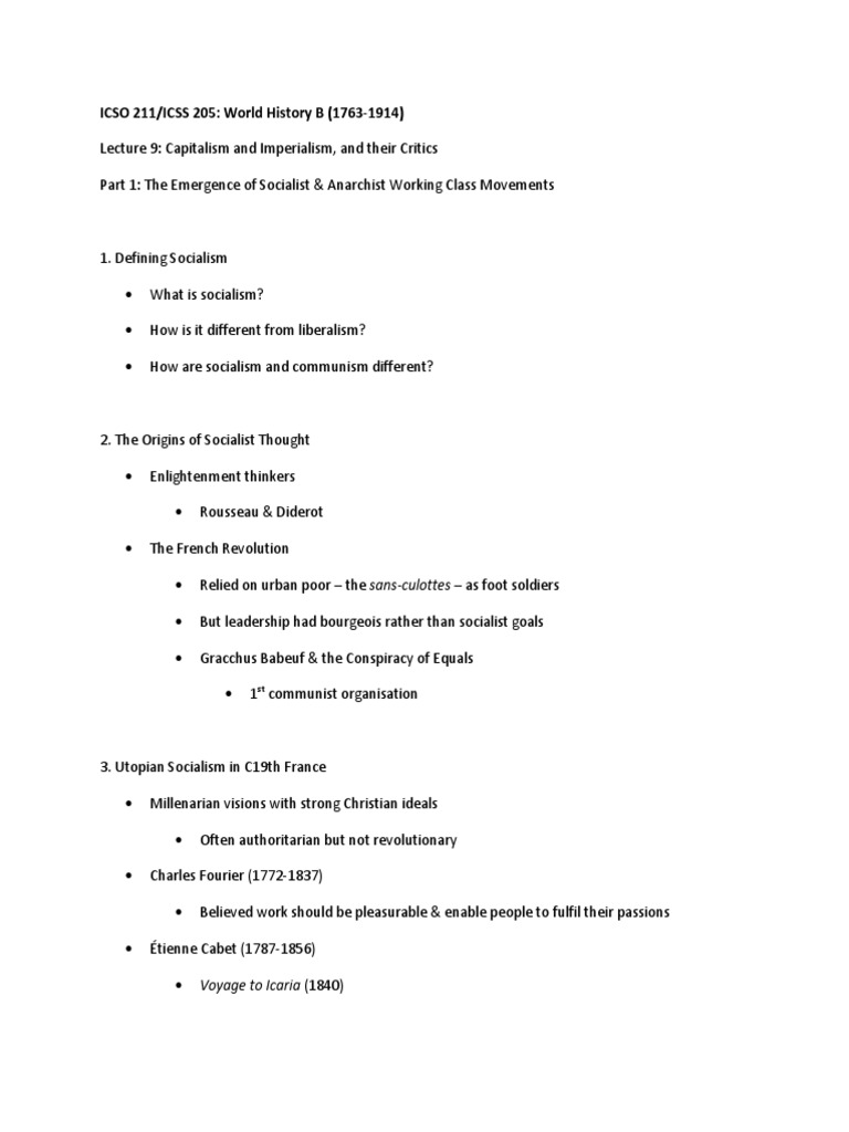 ICSO211 ICSS205 Lecture 9 Outline | PDF | Socialism | Communism
