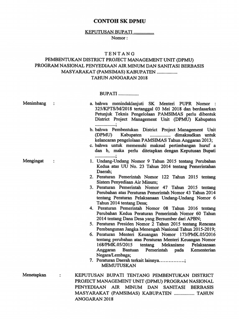 Contoh SK DPMU PDF | PDF