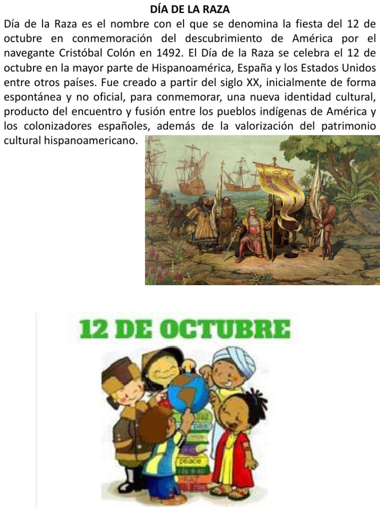 Diapositiva Dia de La Raza | PDF | Exploración de América del Norte ...