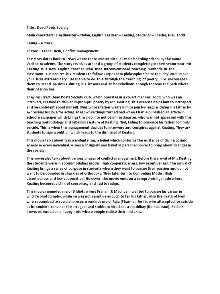 Dead Poet Society | PDF