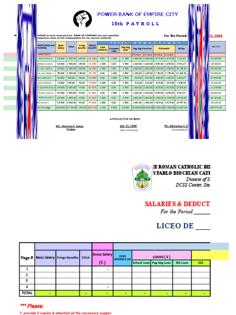 15TH Sample Payroll | PDF | Payroll | Factor Income Distribution