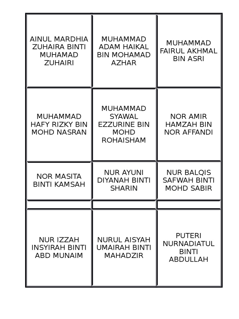 Tag Nama Murid Transisi | PDF