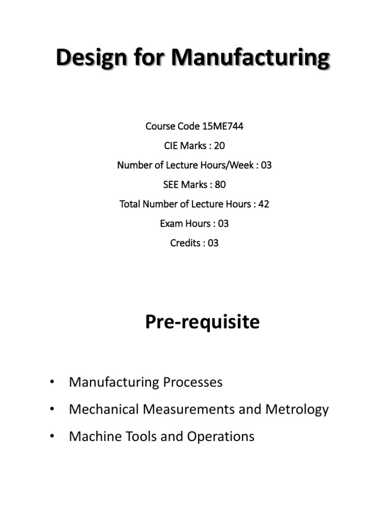 DFM Course Introduction | PDF | Engineering Tolerance | Industries