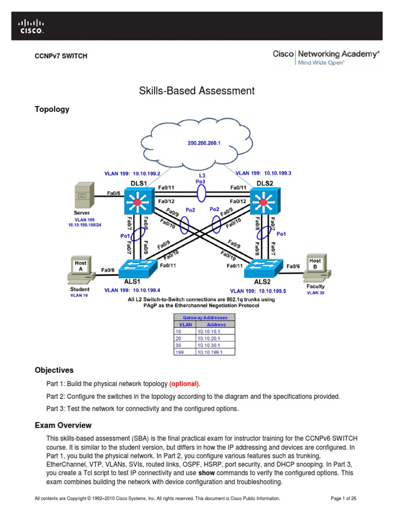 CCNPv7-SWITCH SBA-VersionB Instructor | PDF | Network Switch | Computer Network