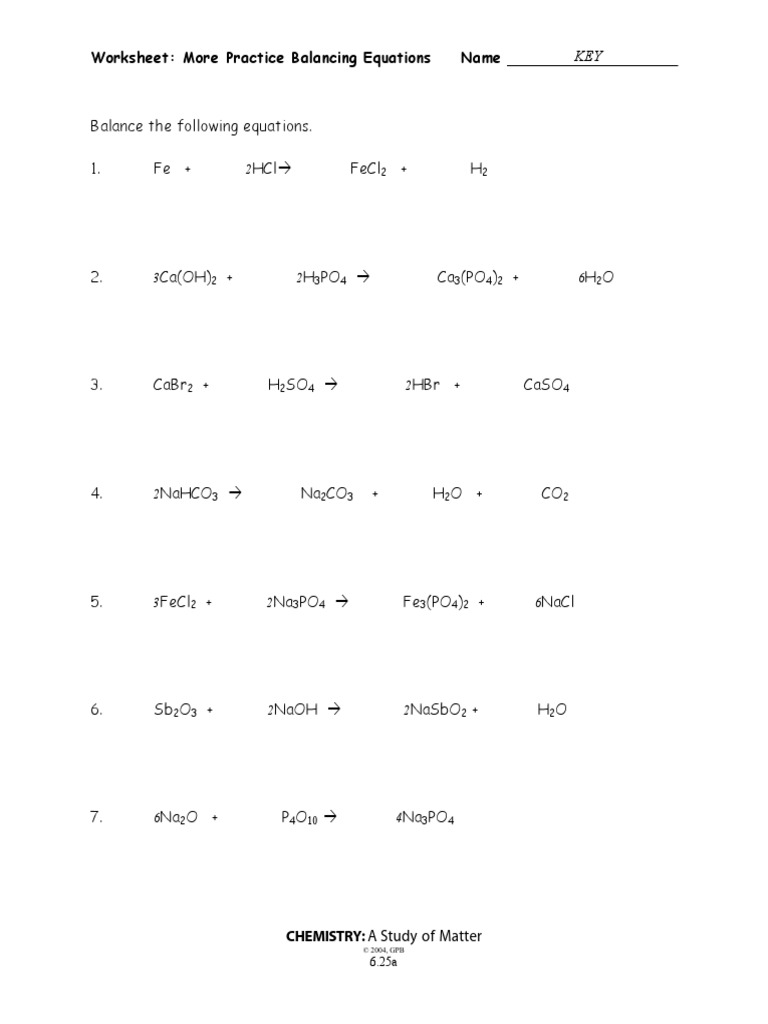 Balancing Equations 25 PDF | PDF