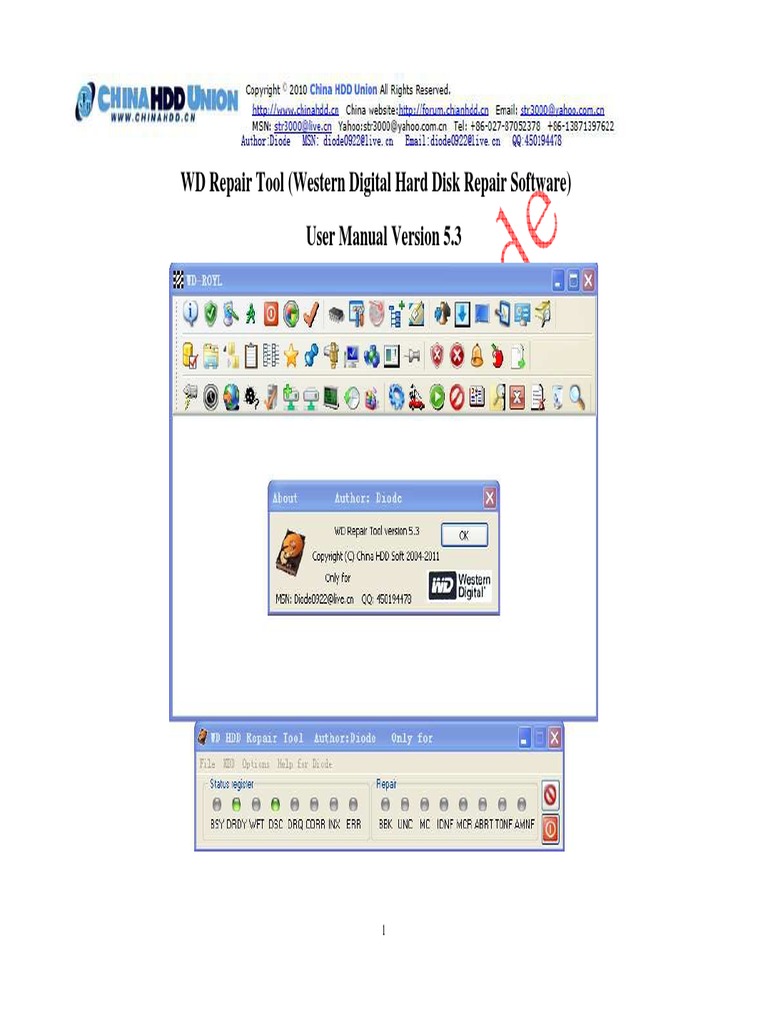 WD Repair Tool WDR 5.3 Manual | PDF | Hard Disk Drive | Booting