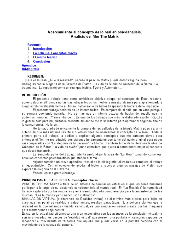 Matrix Analisis | PDF | Realidad | Platón